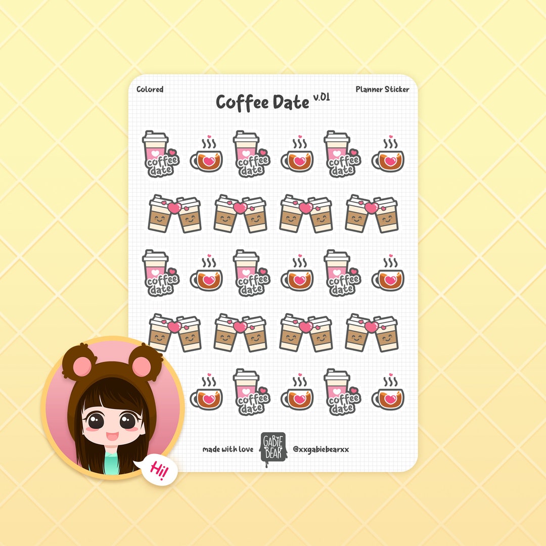 Coffee Date Sticker Planner Sticker Icon Sticker Journal Sticker - Etsy