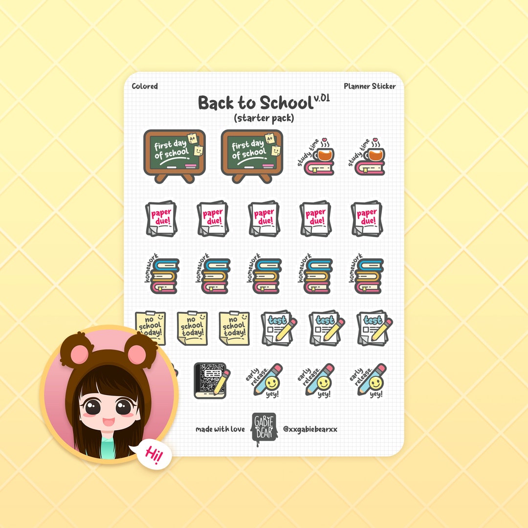 Back to School Icon Sticker Starter Pack Planner Sticker Icon Sticker ...