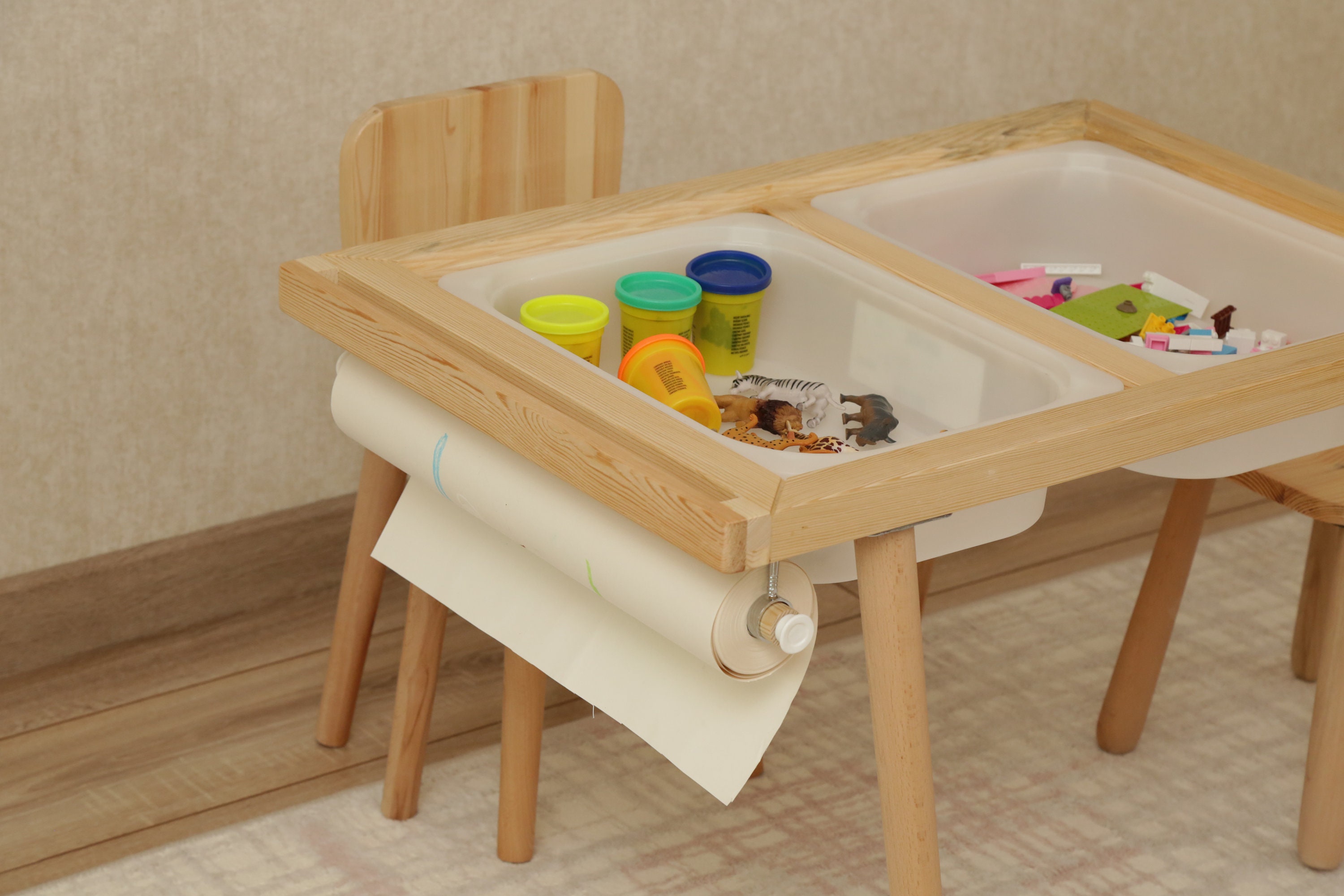 Wooden Toddler Table Set | Montessori Sensory Learning & Play Table - Etsy