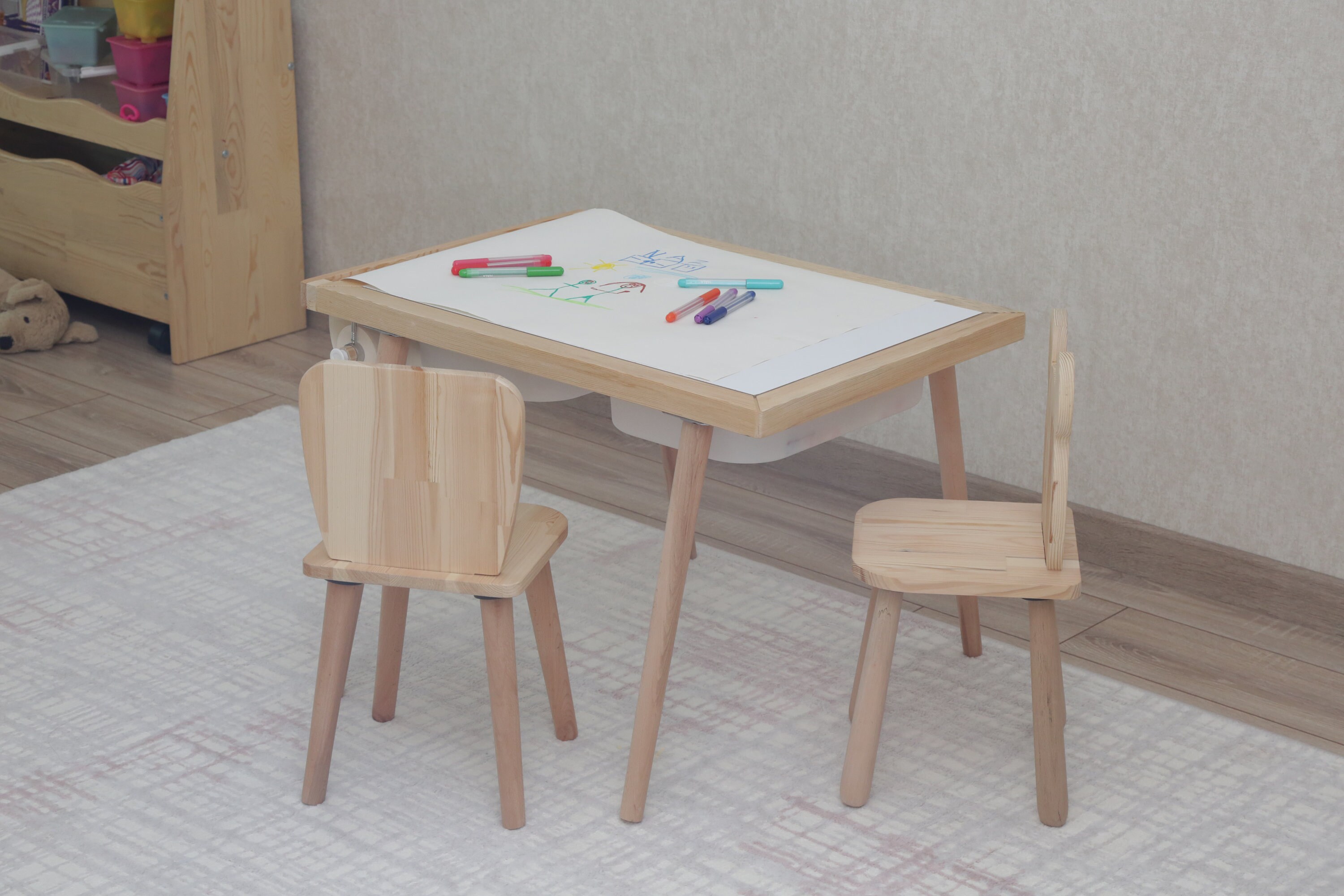 Wooden Toddler Table Set | Montessori Sensory Learning & Play Table - Etsy
