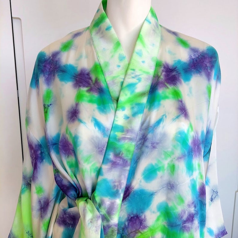 Kimono Haori Kaftan Color Block 100% Silk Shibori Butterfly Tunic Hand ...