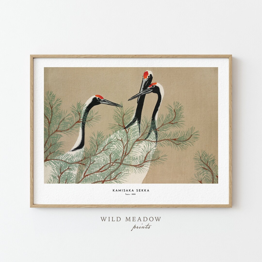 Japanese Print by Kamisaka Sekka Tsuru, Vintage Japanese Print, Antique ...