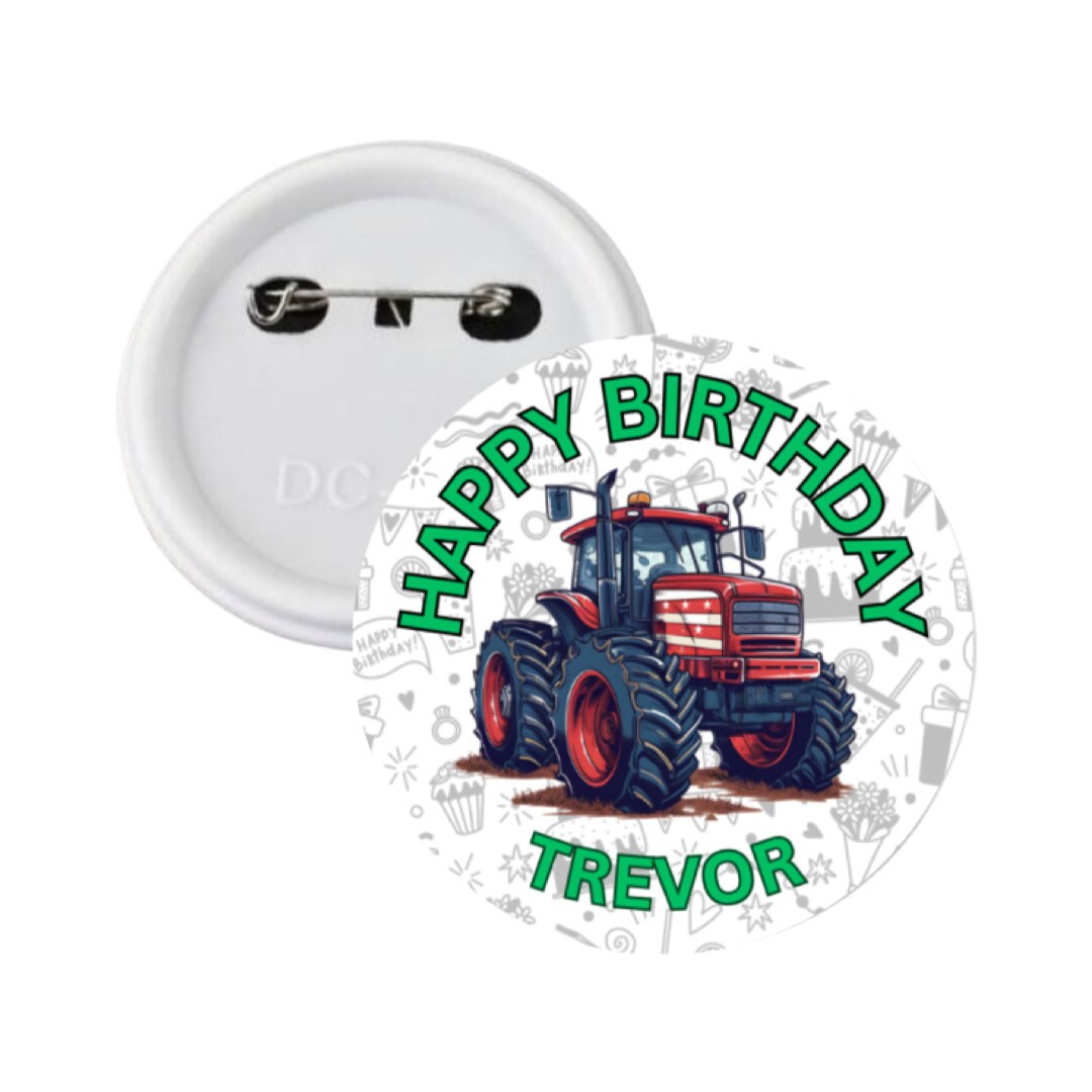Red Tractor Personalised Badge Birthday Badges Gift Ideas - Etsy