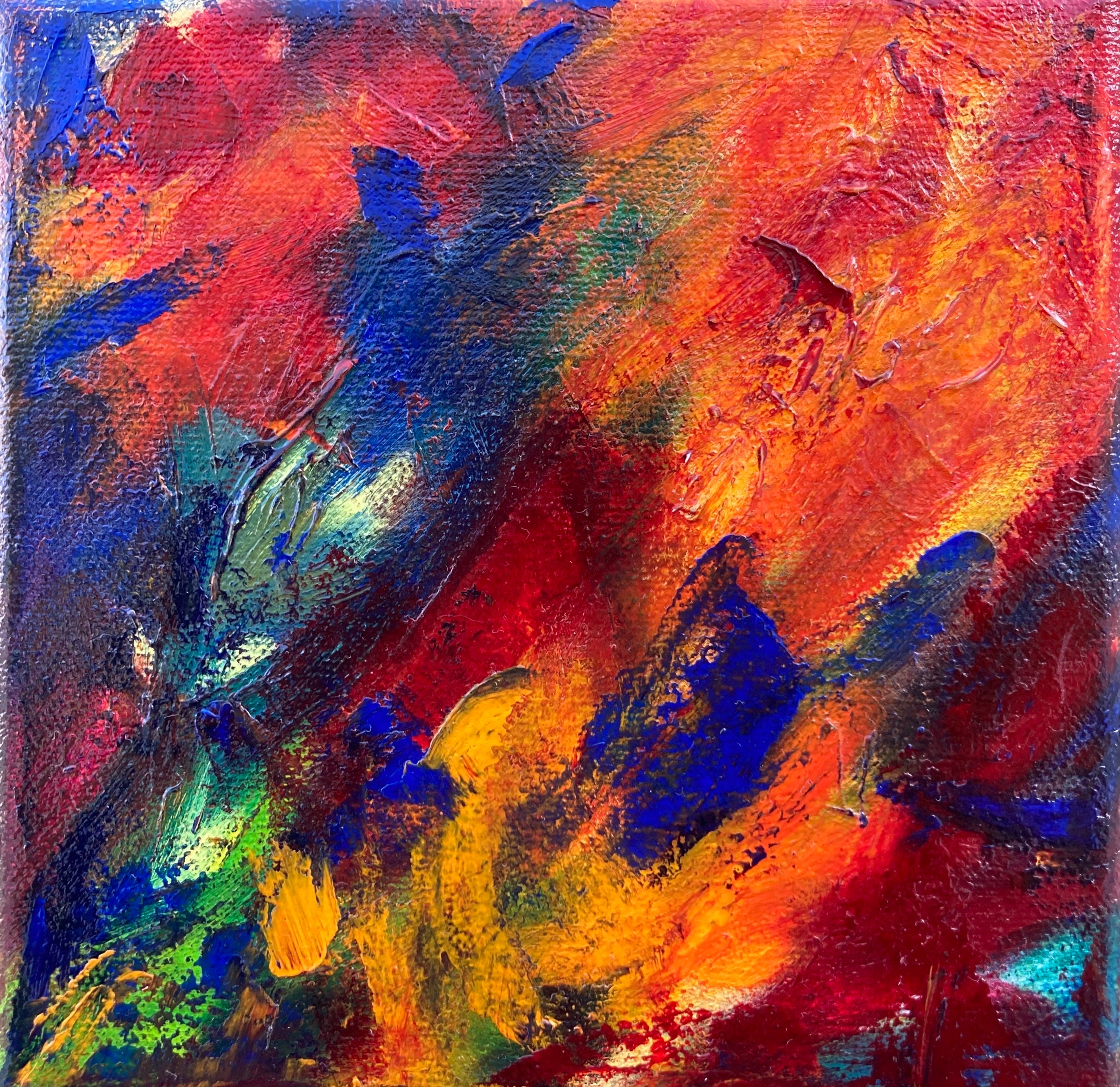 Gorgeous Textured Abstract Painting happily Messy, Oil on Canvas, 15x15 ...