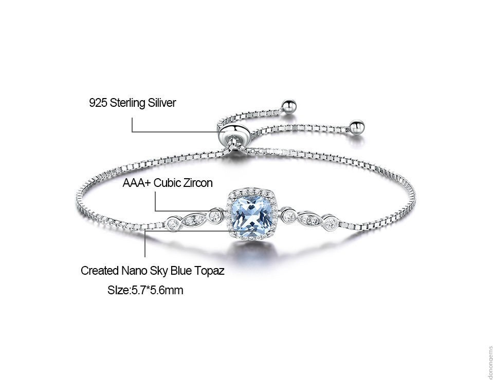 Sky Blue Topaz Bracelet, 925 Sterling Silver Bracelet, Blue Topaz ...