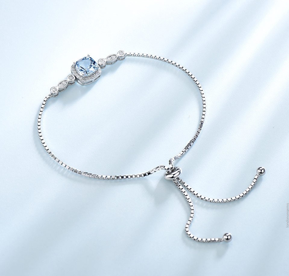 Sky Blue Topaz Bracelet, 925 Sterling Silver Bracelet, Blue Topaz ...