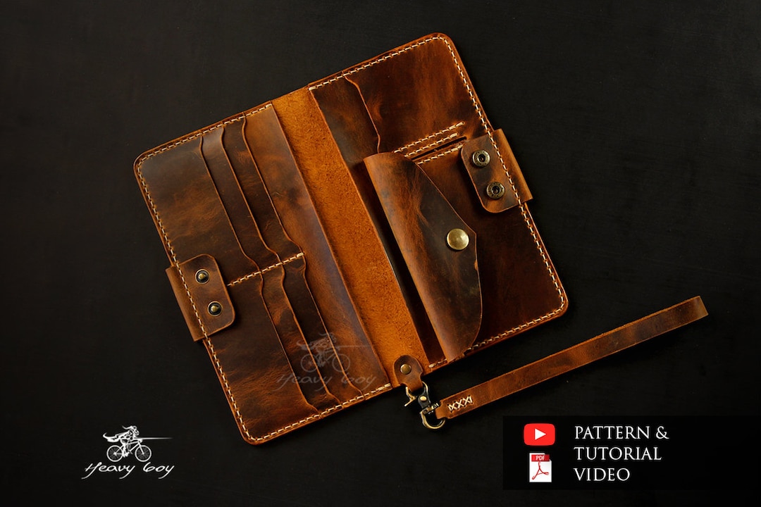 Leather Clutch Pattern - Leather Wallet Pattern - Leather Template - Leather Long Wallet ...