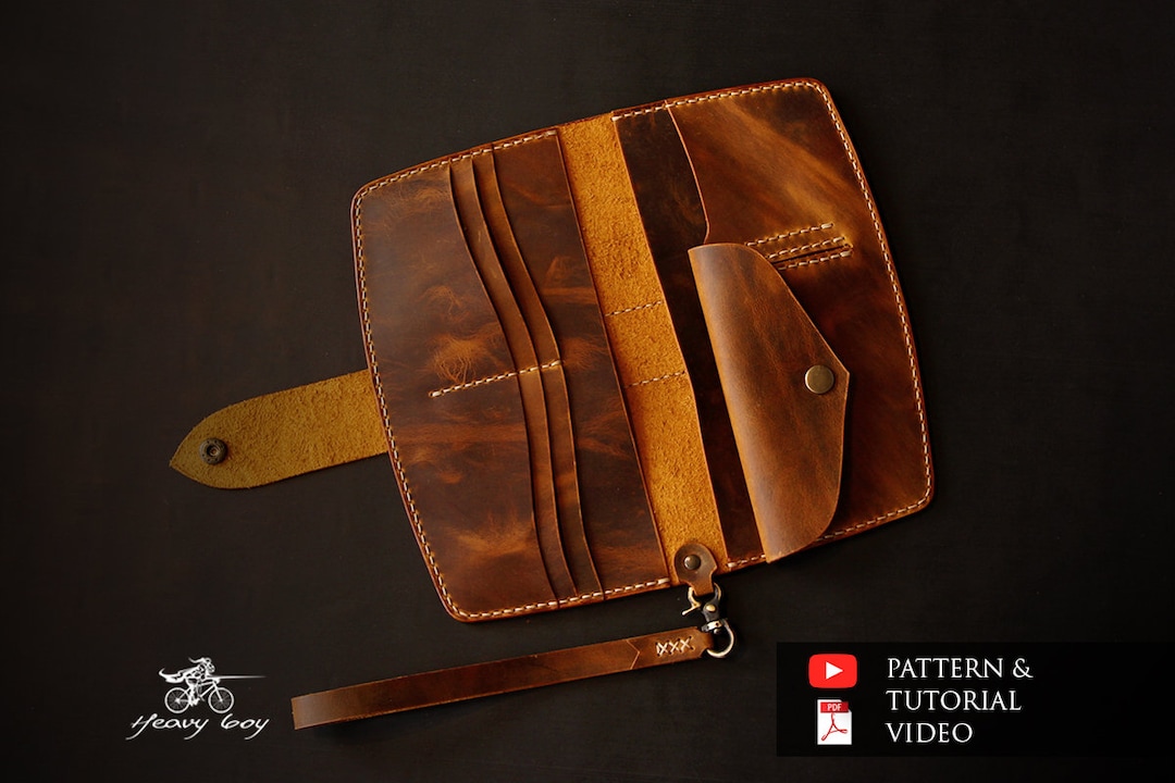 Leather Clutch Pattern PDF Leather Wallet Pattern Leather Template Leather Long Wallet Patterns ...