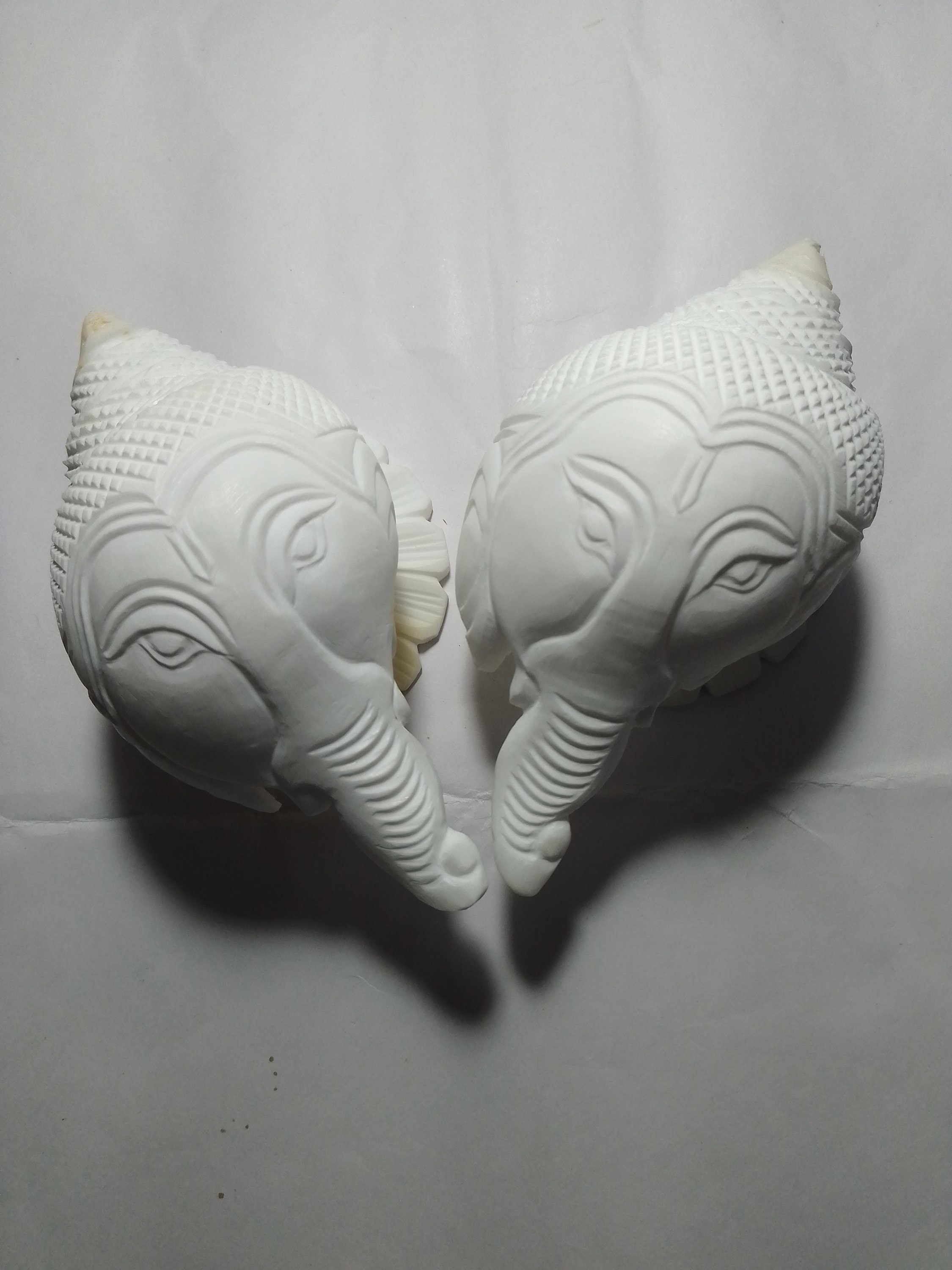 Hand Carved Conch Shell/ Ganesh Idol for Home Decoration / Conch Shell ...