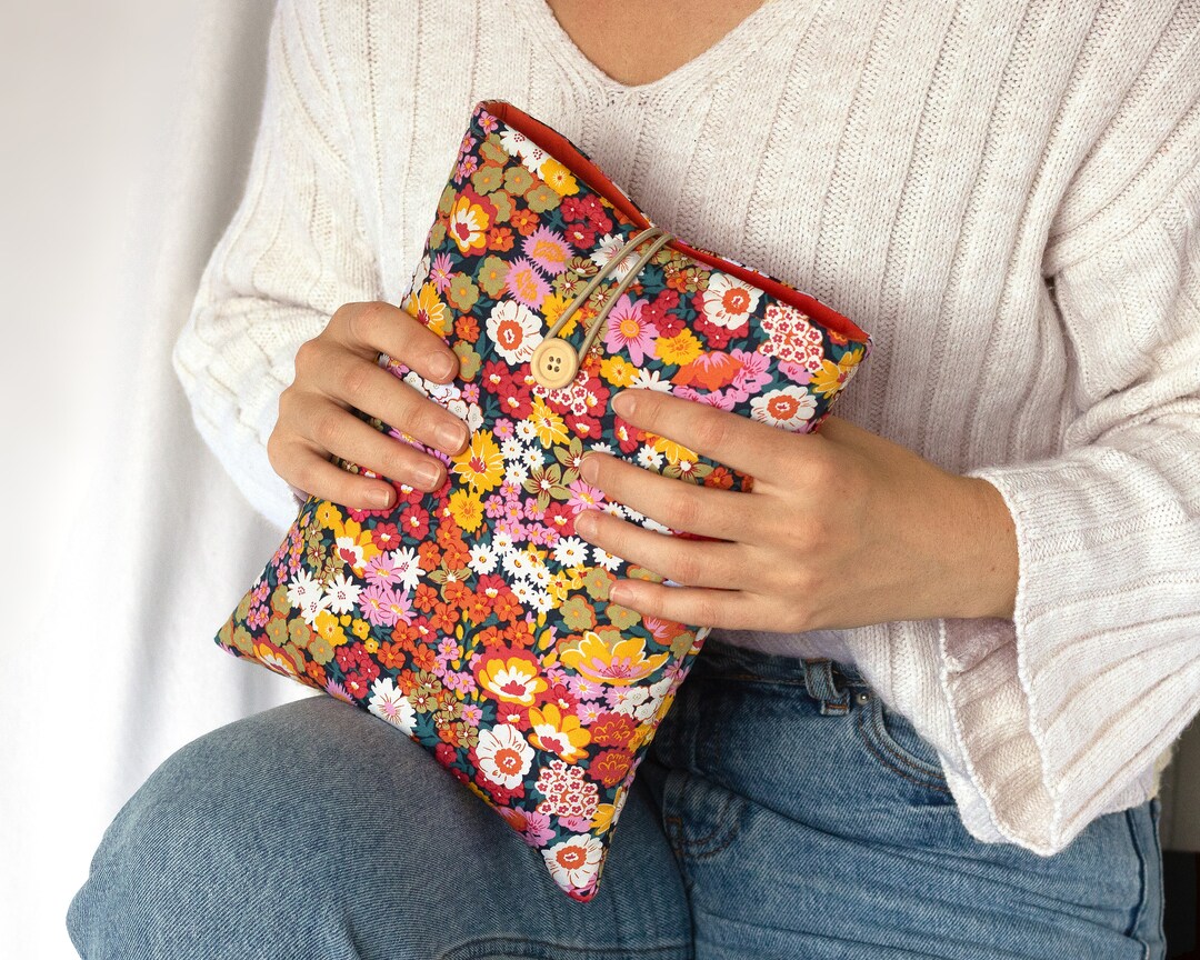 Padded Book Sleeve Made From Cotton, Fabric Book Bag, Bookish Gifts ...