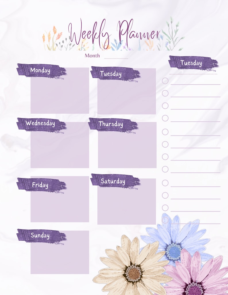 Floral Weekly Planner - Etsy