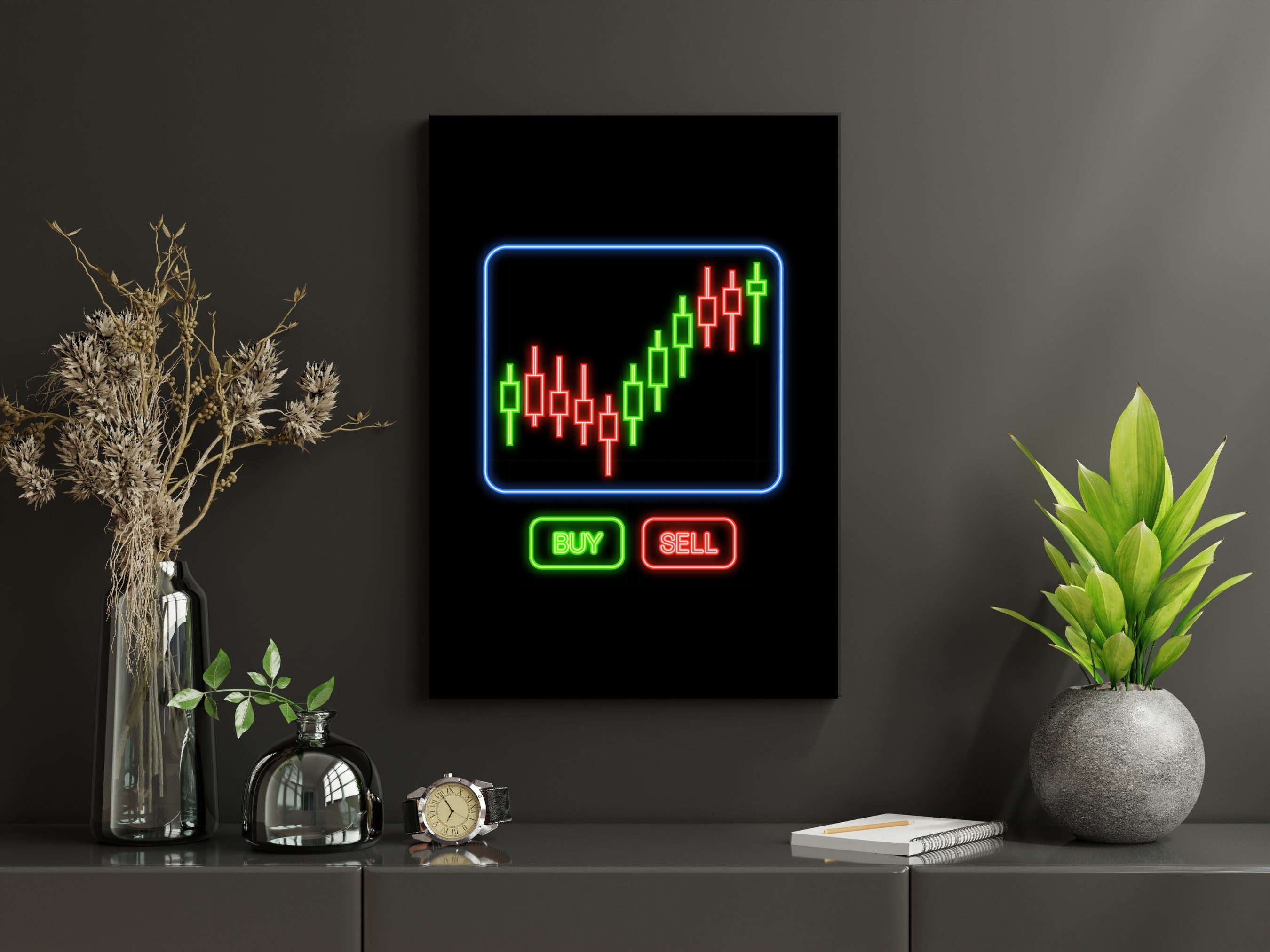 Neon Graph Poster, Money Poster, Graph, Financial Poster, Motivational ...