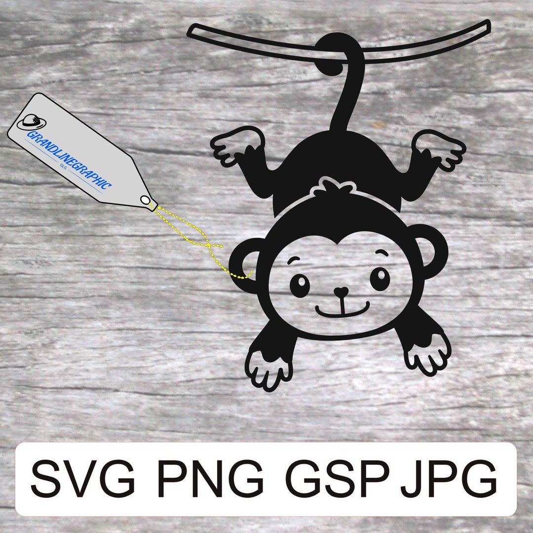 Cute Monkey Hanging Out for Plotting Digital File in - Etsy