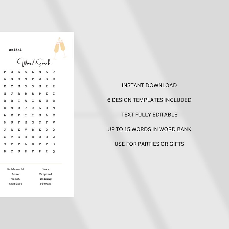 Custom Word Puzzle - Instant Digital Download - Word Search Template ...