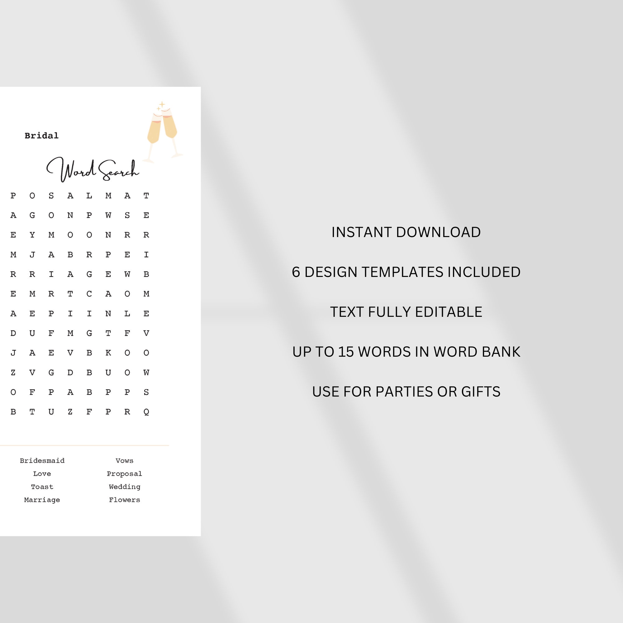 Custom Word Puzzle - Instant Digital Download - Word Search Template ...