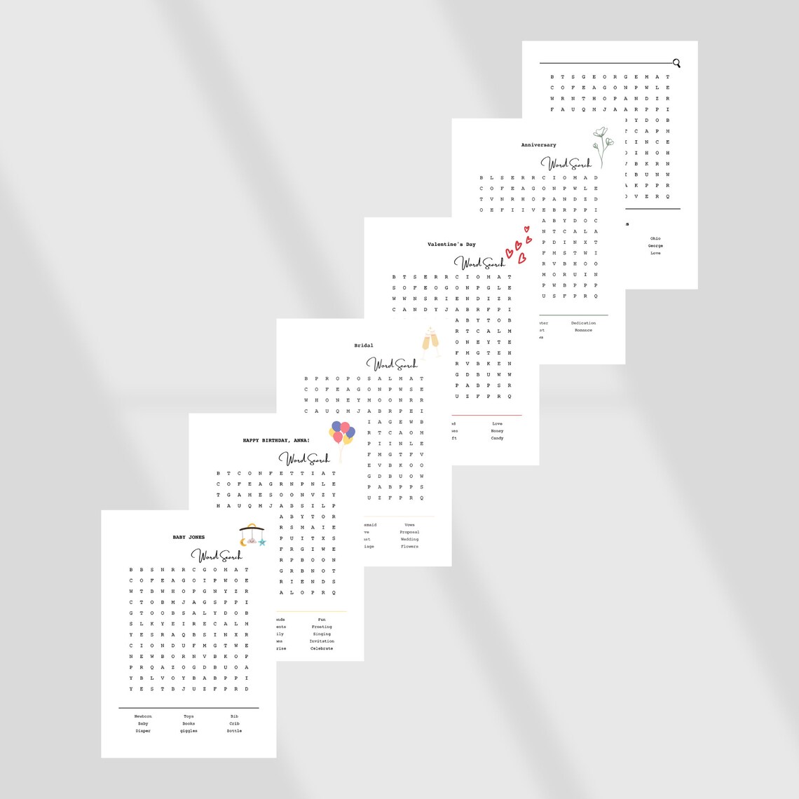 Custom Word Puzzle - Instant Digital Download - Word Search Template ...