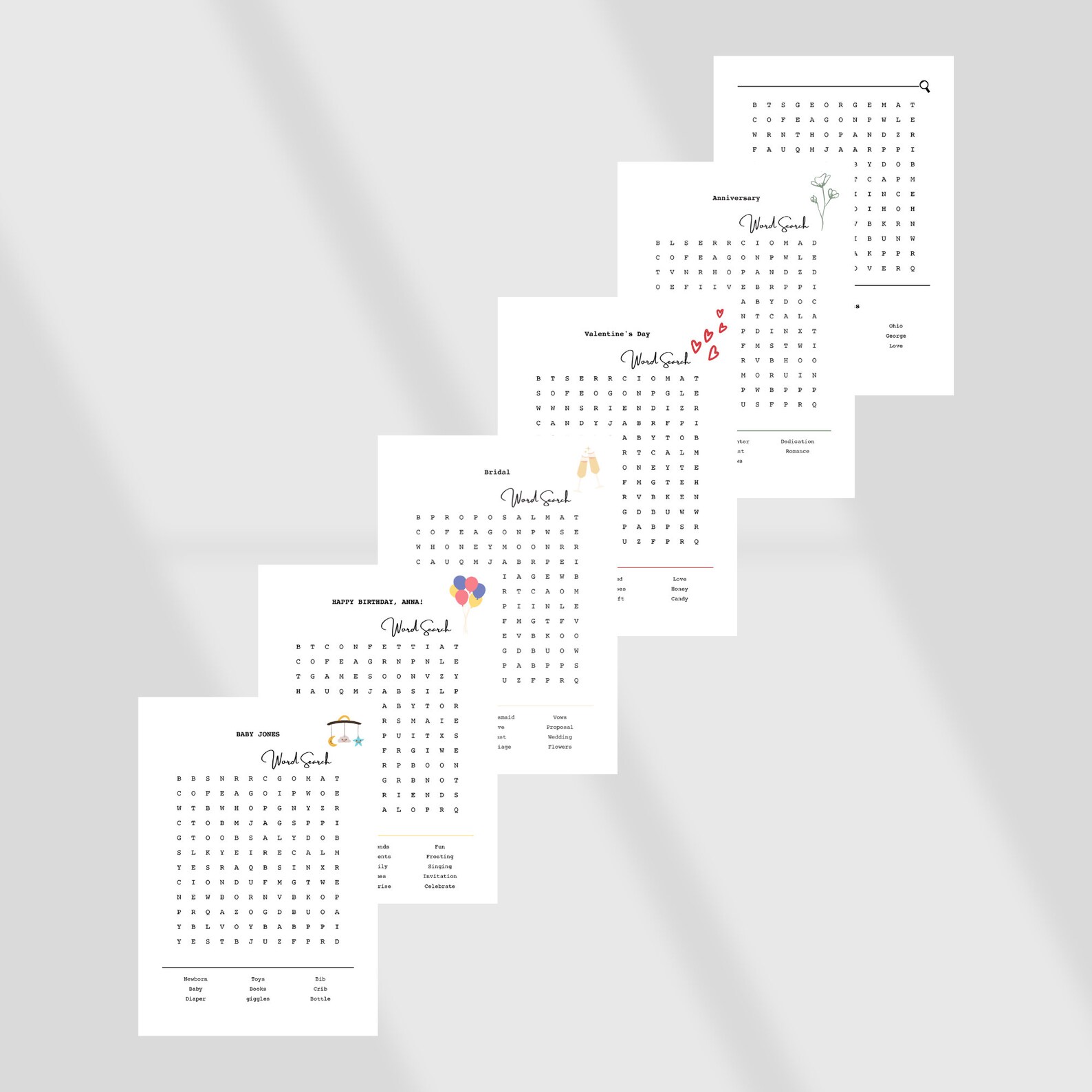 Custom Word Puzzle - Instant Digital Download - Word Search Template ...