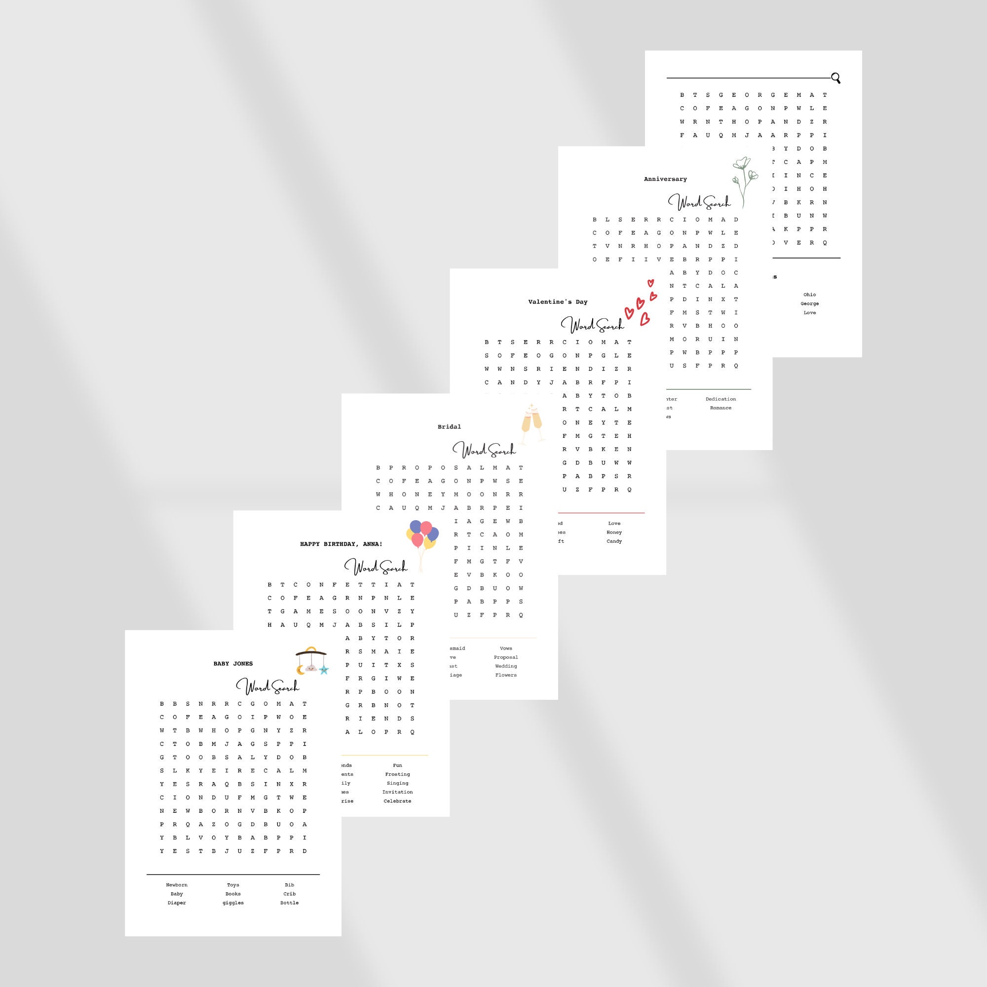 Custom Word Puzzle - Instant Digital Download - Word Search Template ...