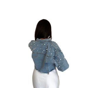 Denim Handmade Jacket With Pearl for Woman. Multiple Sizes S M L - Etsy