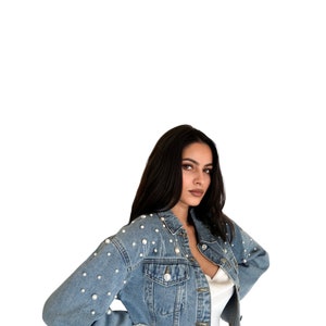 Denim Handmade Jacket With Pearl for Woman. Multiple Sizes S M L - Etsy