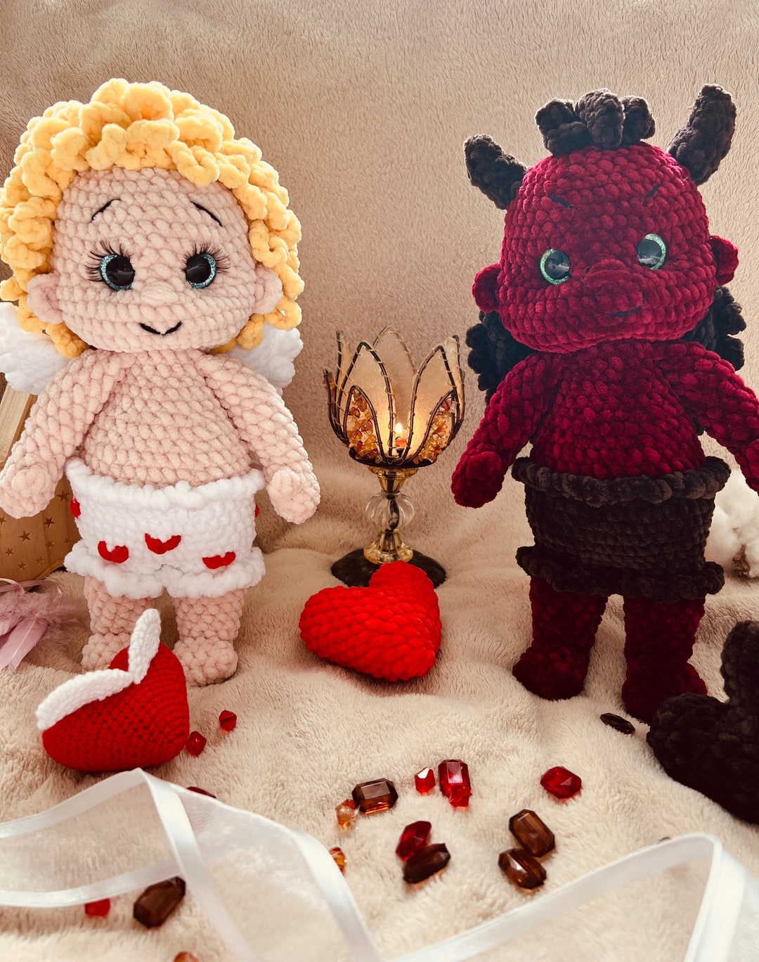 Cupid Boy and Devil Boy. Plush Toys. Gift for Valentine's Day. Cupid ...