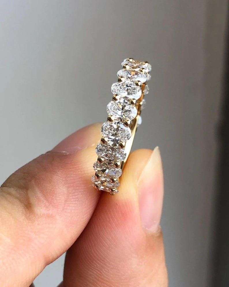 2.25 TC Oval Cut Wedding Band_3/4th Eternity Band_shared Prong Set ...