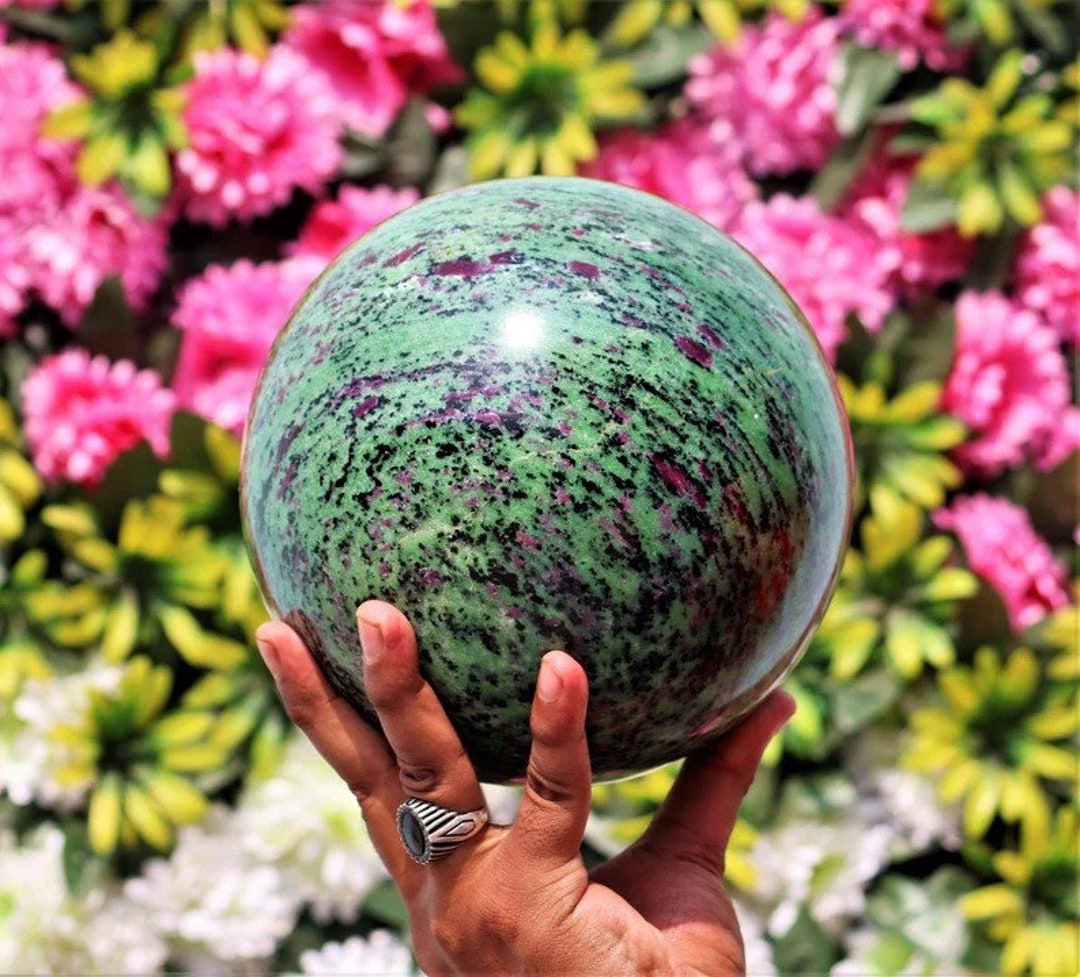 Large Ruby Zoisite Sphere: Green Anyolite Healing Stone (200mm) - Etsy