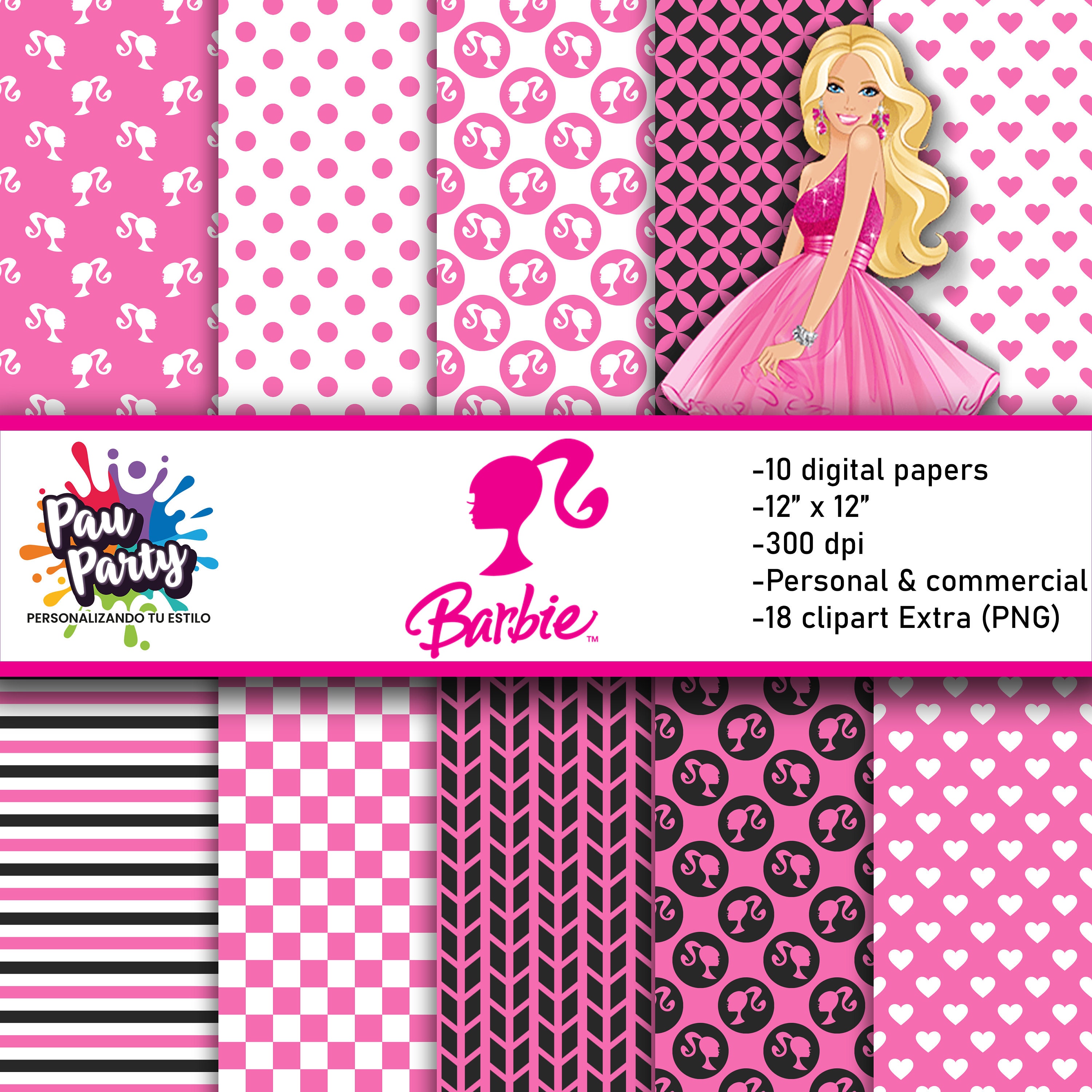 Barbie Digital Papers - Etsy