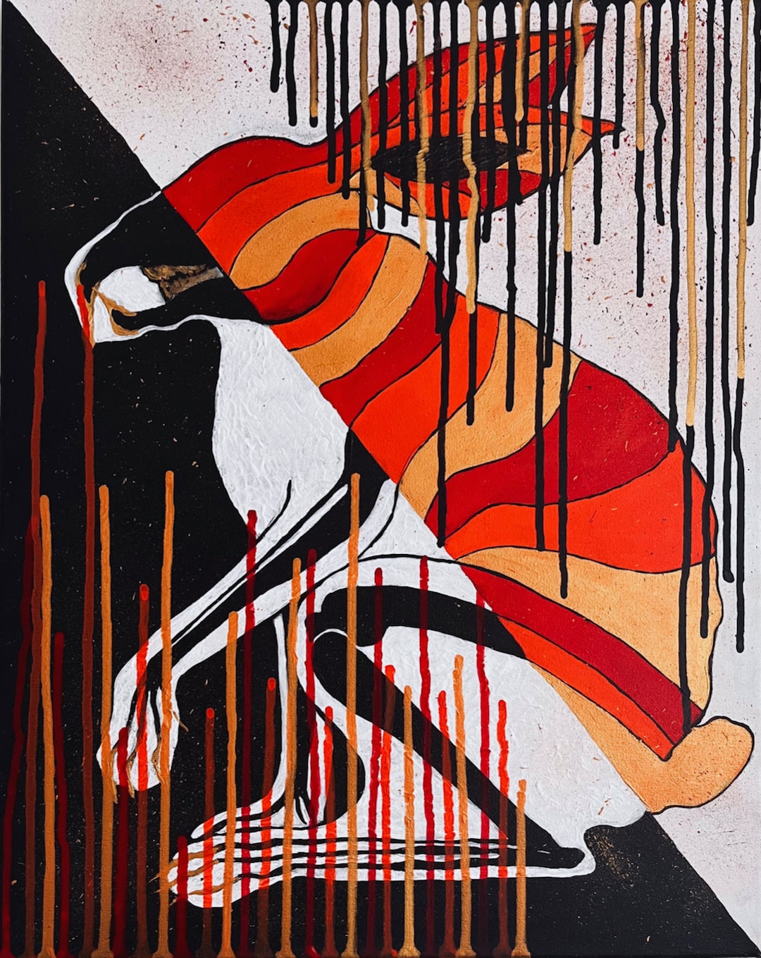 The Yin Yang Rainbow Rabbit Painting Ready to Hang original Acrylic - Etsy