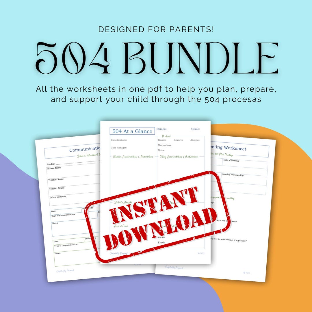 504 Plan Parent Bundle, Meeting Help (instant Download) - Etsy