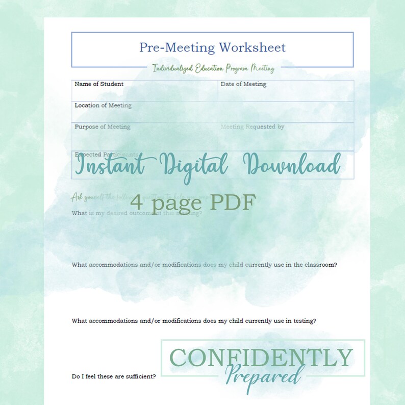 Parent IEP Meeting Worksheet - Etsy