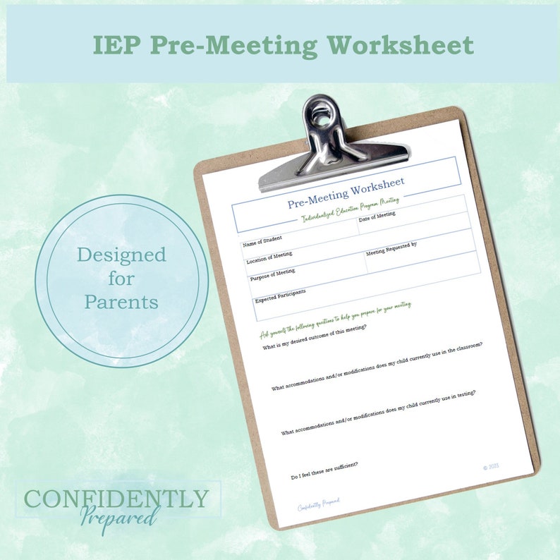 Parent IEP Meeting Worksheet - Etsy