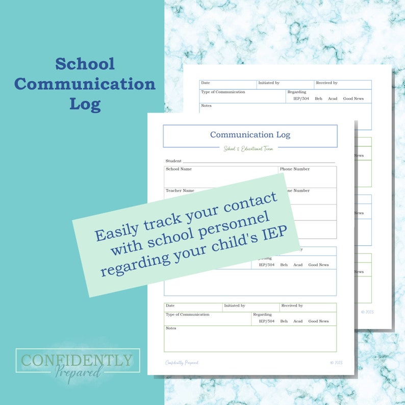 School Communication Log, IEP Communication, 504, Special Ed, Parent ...