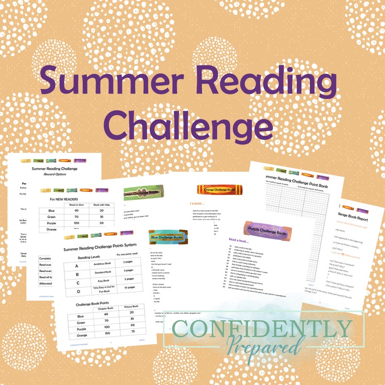 Summer Reading Challenge, Printable PDF, for Kids and Adults, Inspire ...