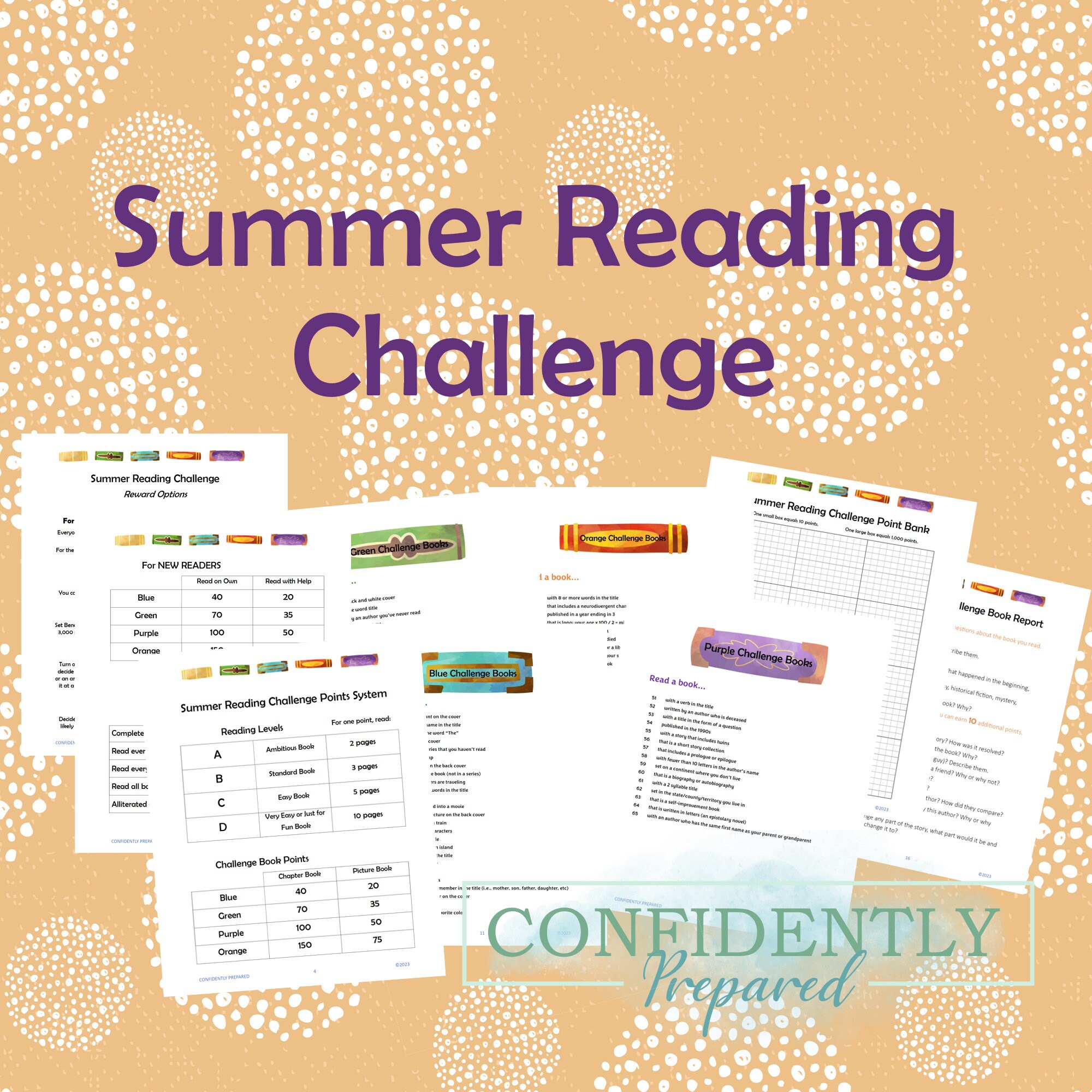 Summer Reading Challenge, Printable PDF, for Kids and Adults, Inspire ...