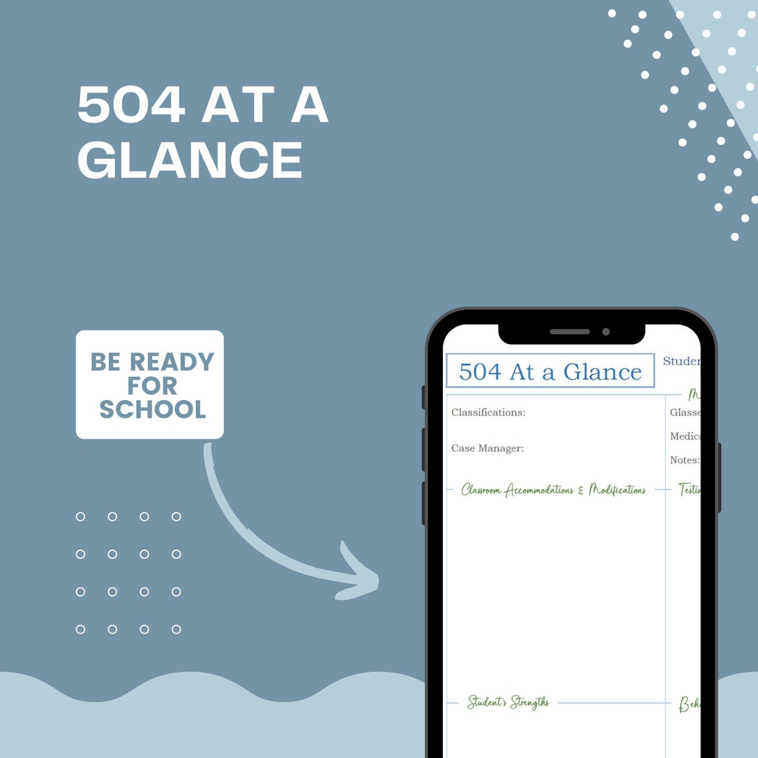 504 at a Glance, 504 Snapshot, 504 Review, Parents, Teachers - Etsy