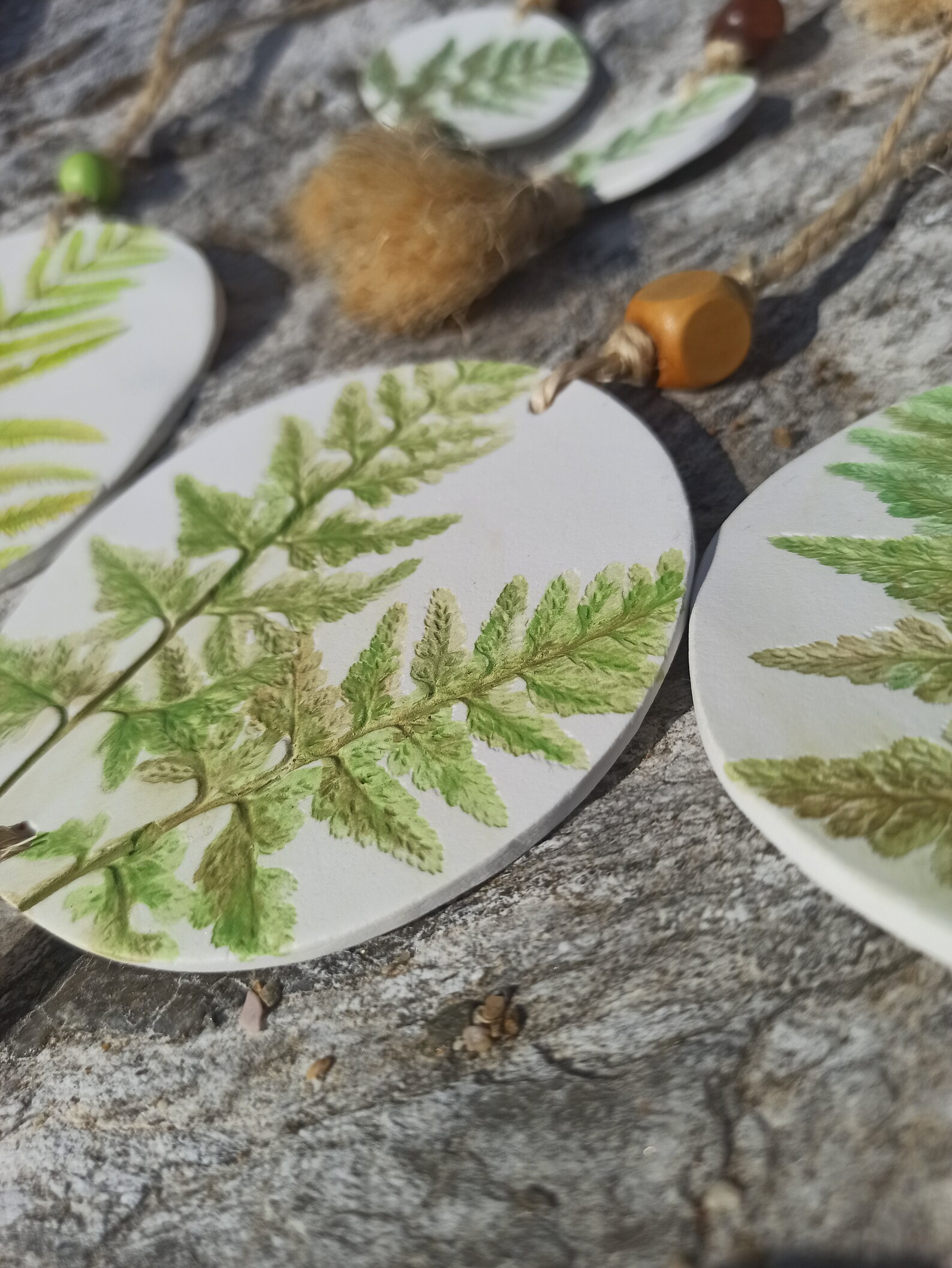 Botanical Imprint in Self-hardening Clay With Paint. Gift, Decor. Fern ...
