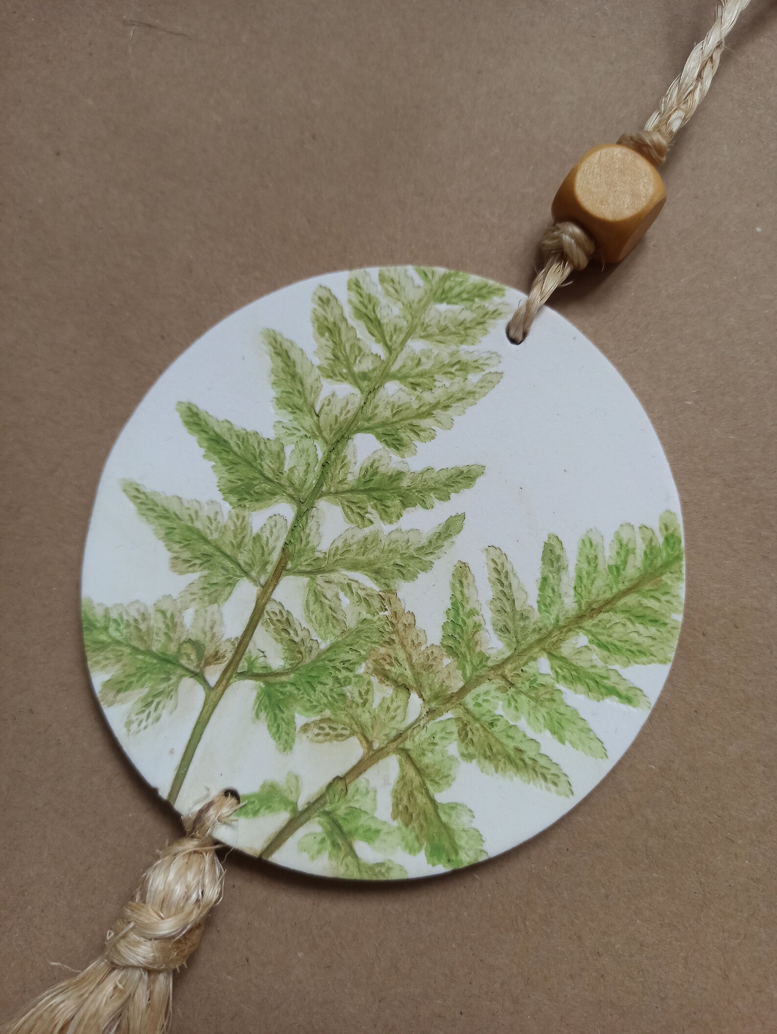 Botanical Imprint in Self-hardening Clay With Paint. Gift, Decor. Fern ...
