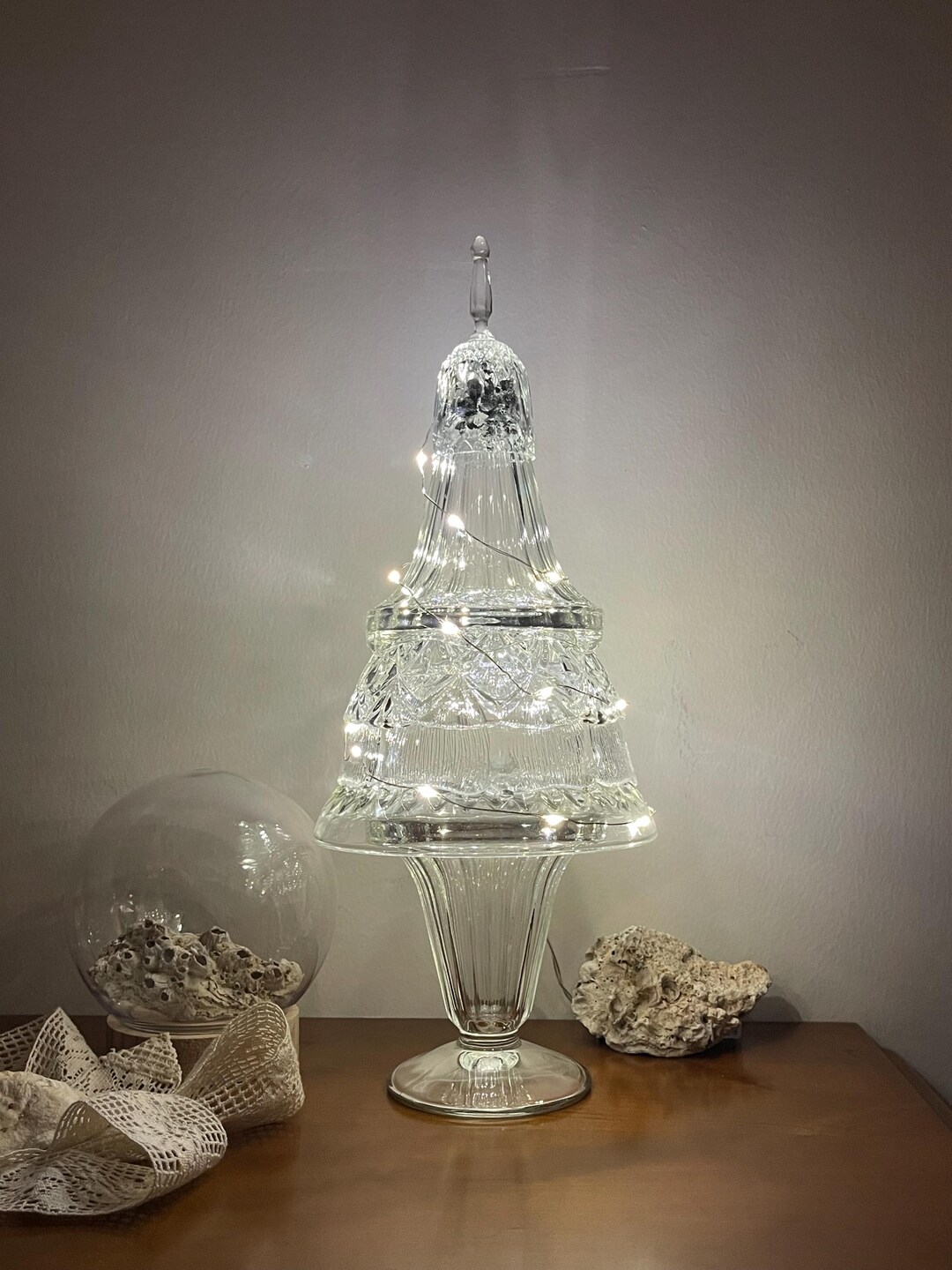 Upcycled French Handcrafted Glass Christmas Tree, Made From Vintage ...