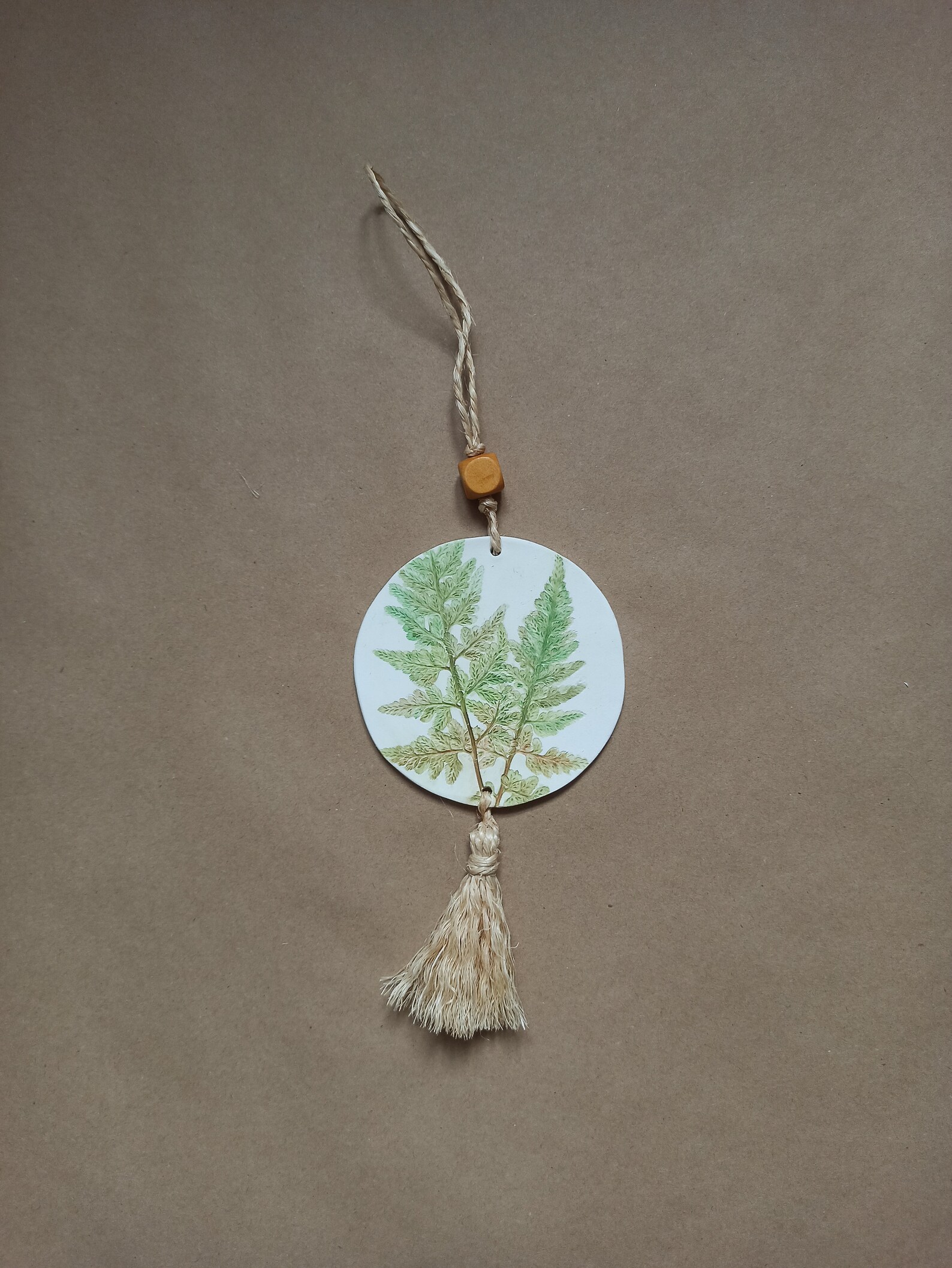 Botanical Imprint in Self-hardening Clay With Paint. Gift, Decor. Fern ...