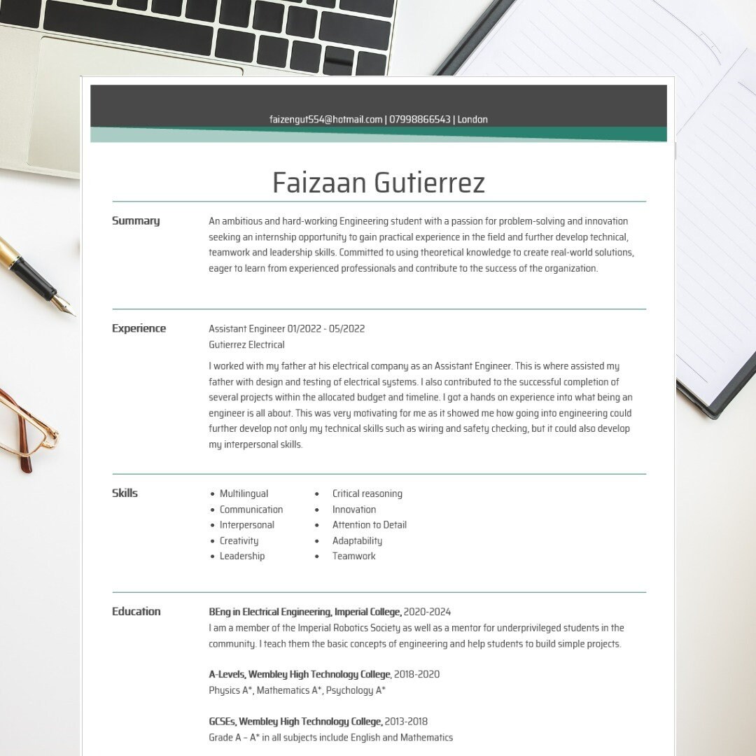 Professional CV Template, ATS Compliant, Modern and Simplistic ...