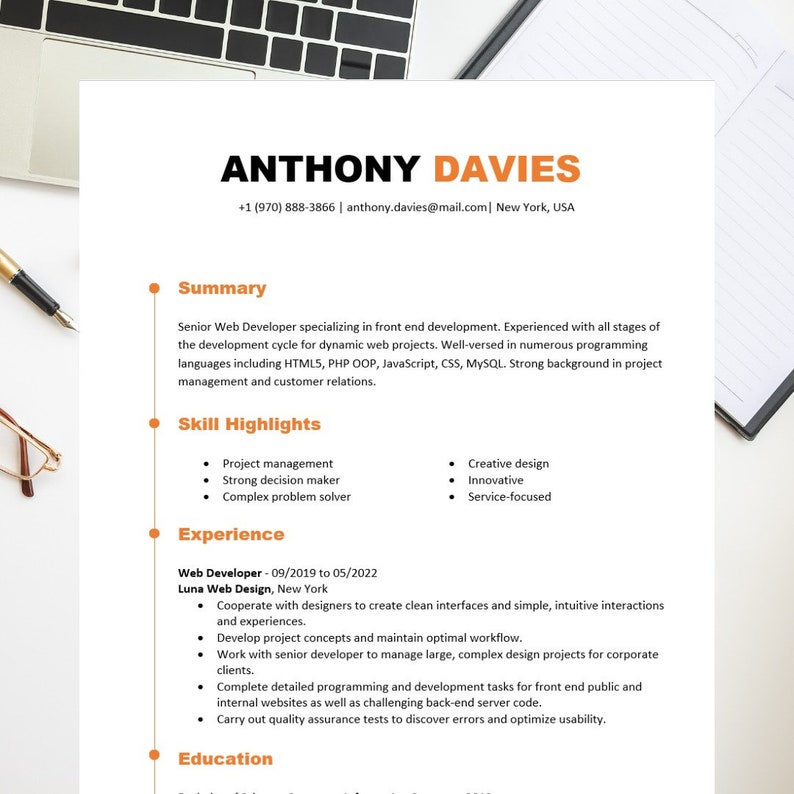 Professional CV Template ATS Compliant Modern and Simplistic - Etsy
