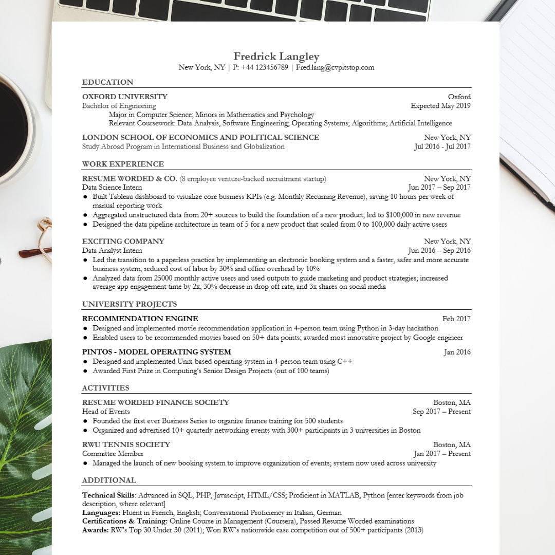 Professional CV Template, ATS Compliant, Modern and Simplistic ...