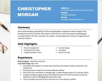 Professional CV Template, ATS Compliant, Modern and Simplistic ...