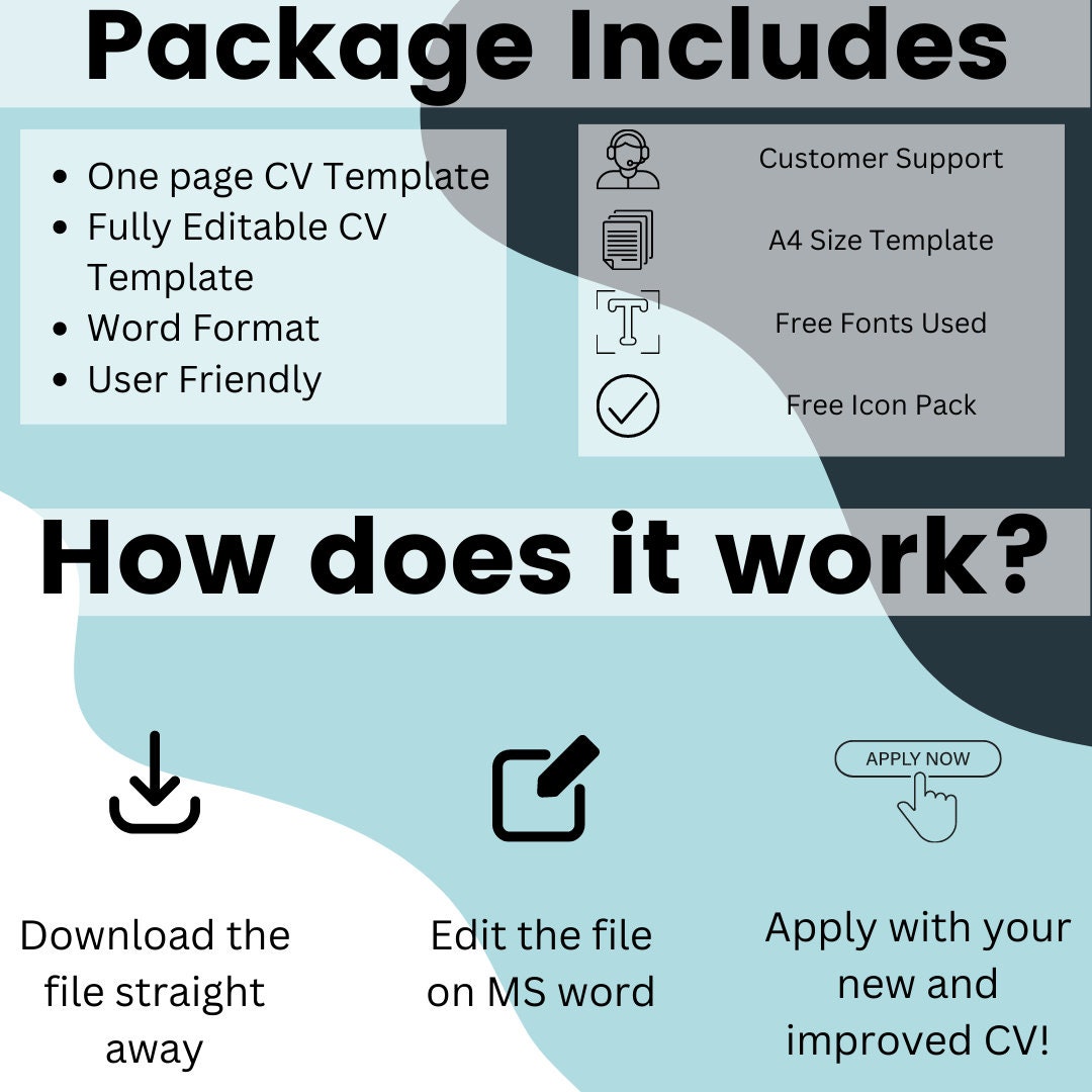 Professional CV Template, ATS Compliant, Modern and Simplistic ...