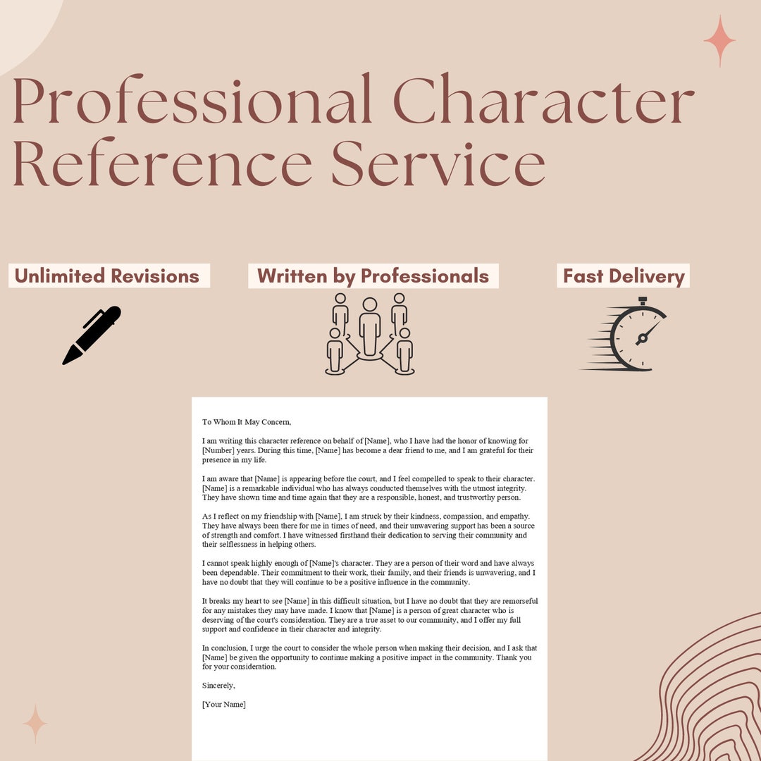 Professional Character Reference Writing Service | Unlimited Revisions ...