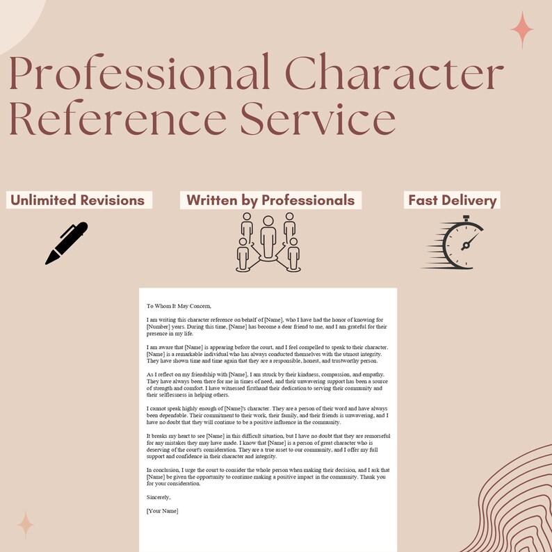 Professional Character Reference Writing Service Unlimited Revisions ...
