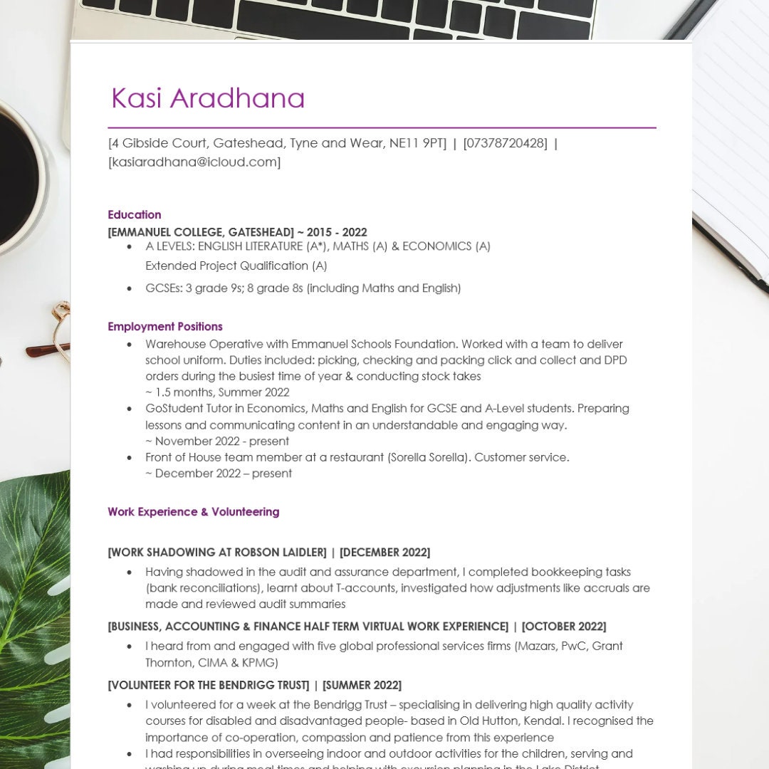 Professional CV Template, ATS Compliant, Modern and Simplistic ...