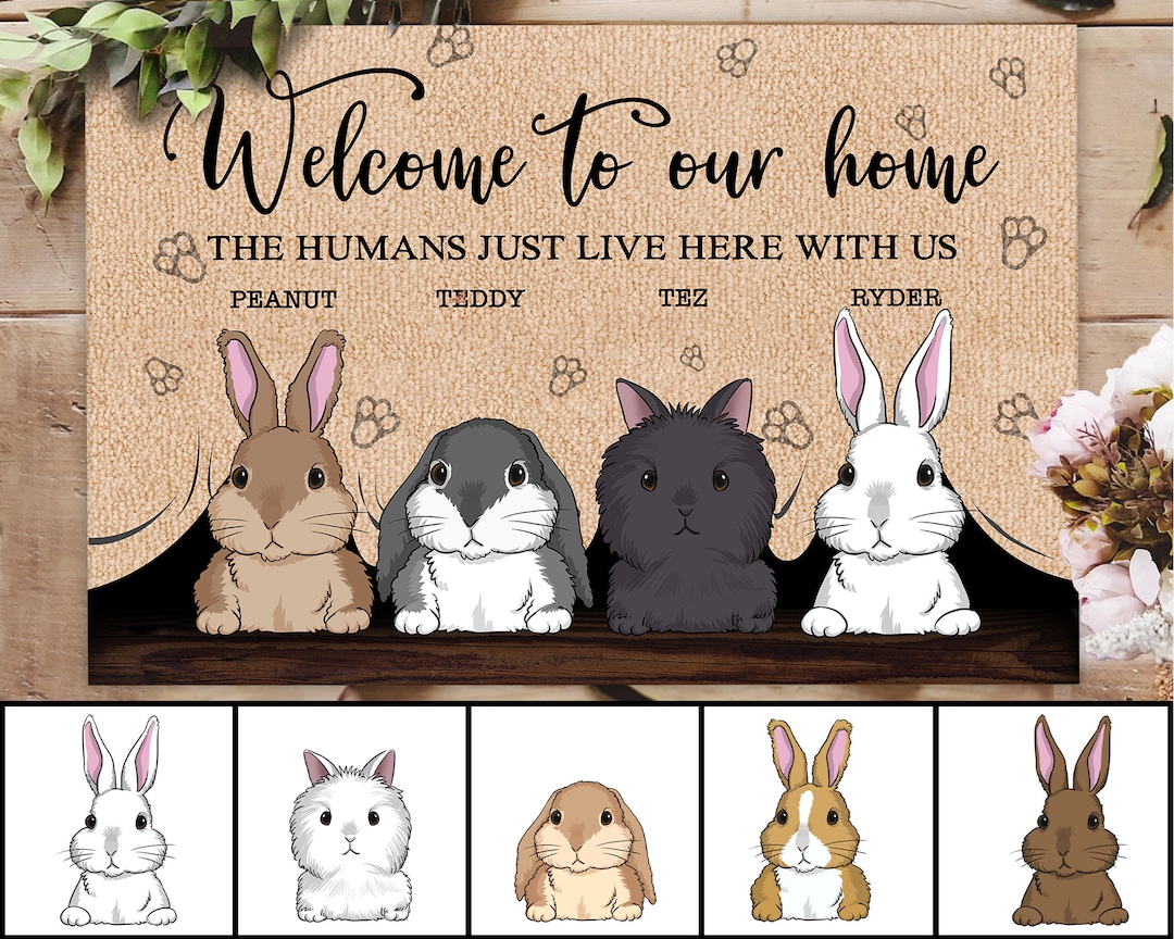 Personalized Bunny Doormat, Rabbit Custom Doormat, Funny Welcome Home ...