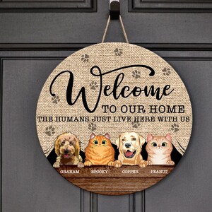 Personalized Dog Cat Welcome Sign, Welcome to Our Home Sign, Custom Pet ...